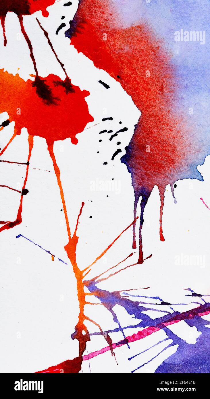 Bright Watercolor Blots On Watercolor Paper. Abstract Hand Drawn ...