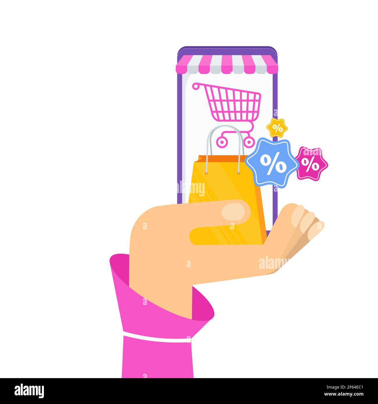 Shop, buy, online shopping. Flat vector illustration Stock Vector Image ...