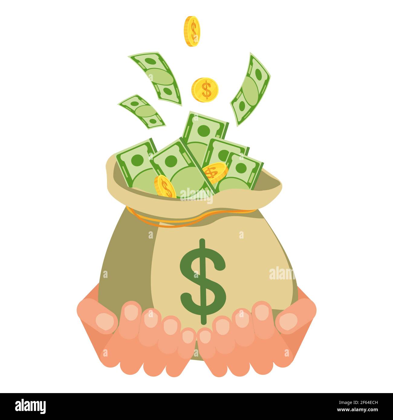 Hand holding pile of money banknotes. Symbol of wealth Stock Vector ...