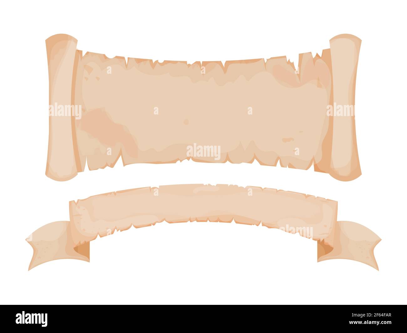 Set parchment, scroll papyrus, antique paper blank in cartoon style ...