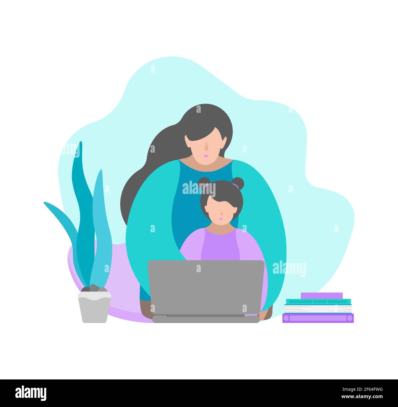 Child computer desk homework Stock Vector Images - Alamy