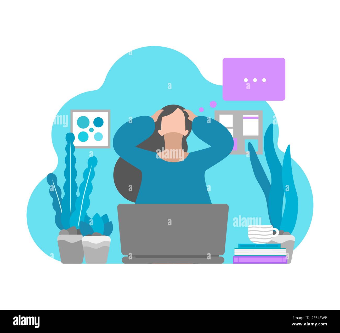 Tired freelancer laptop sitting Cut Out Stock Images & Pictures - Alamy