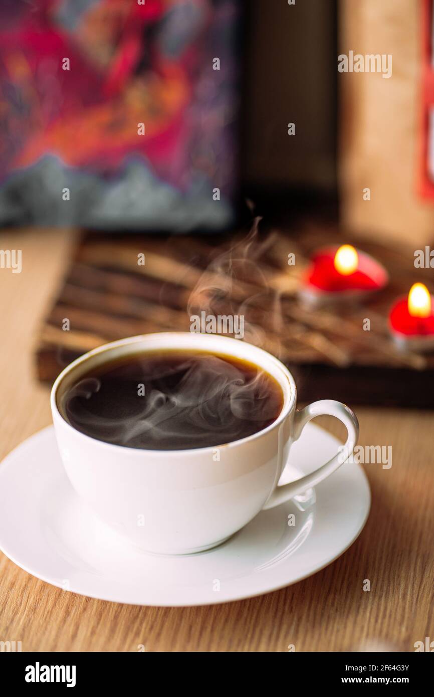 Hot steam coffee in black hi-res stock photography and images - Alamy