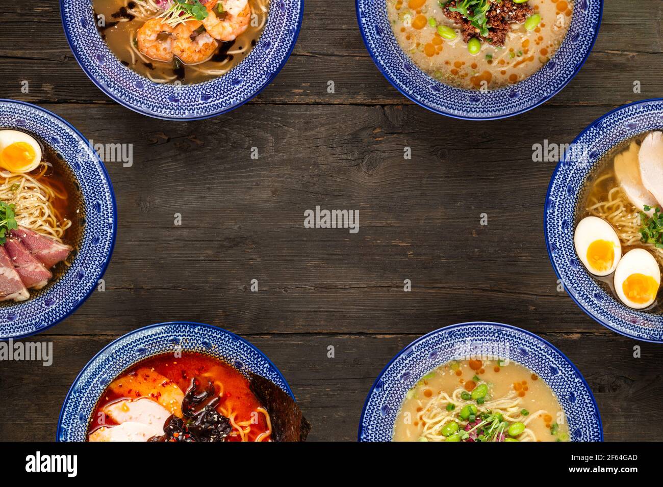 Ramen noodles soup frame background copy space Stock Photo - Alamy