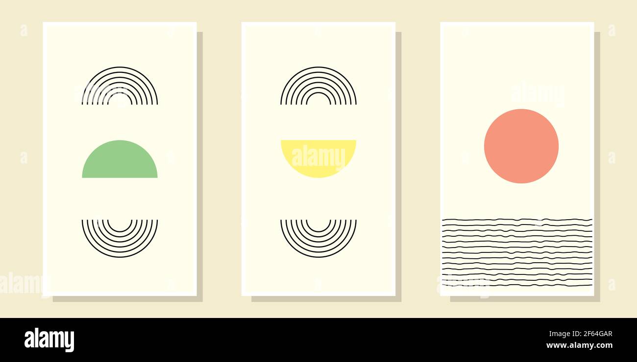 Minimal creative abstract set for wall decoration, as a postcard or ...