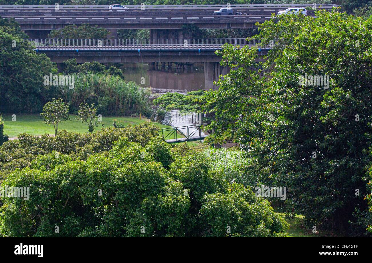 Bridges over river with cars on highway Stock Photo - Alamy