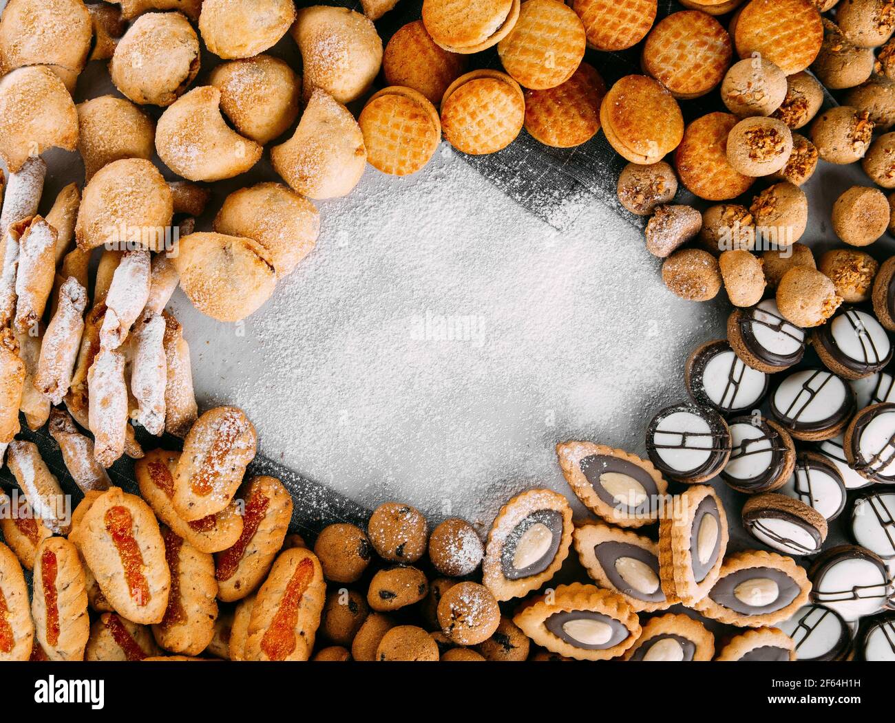 Assorted sweet cookie frame background copy space Stock Photo - Alamy