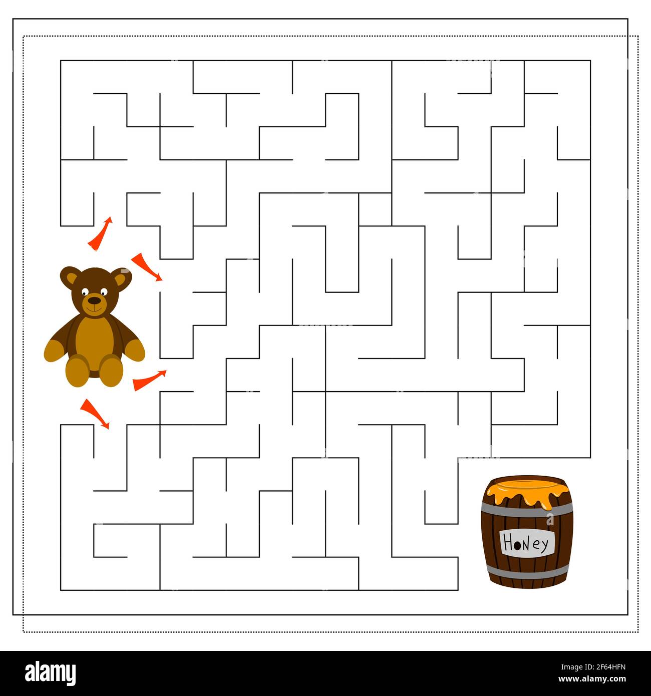 A maze game for kids. Guide the bear through the maze to the honey ...
