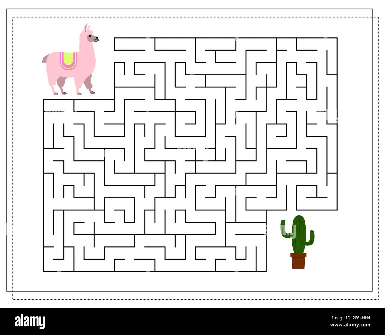 A maze game for kids. Guide the llama through the maze to the cactus ...