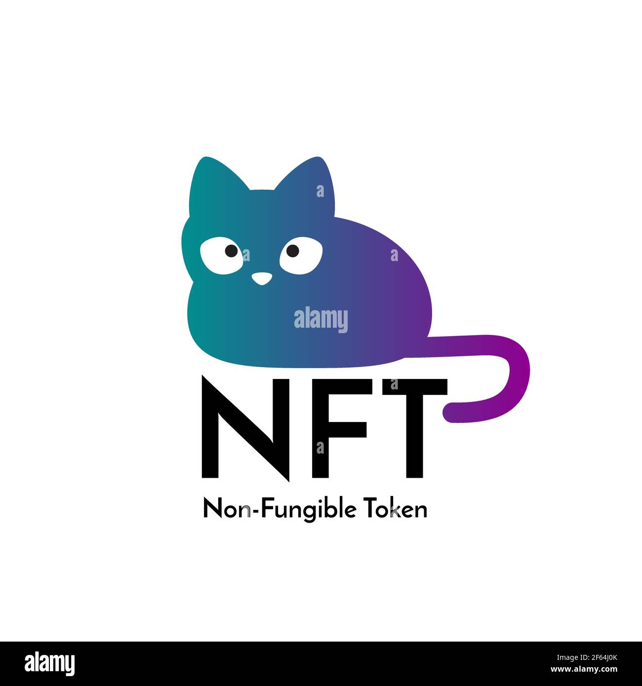 Cute cat and text non fungible token NFT. Isolated on white background ...