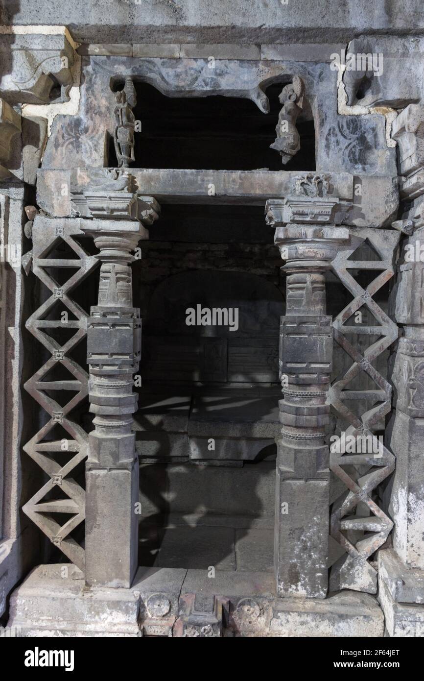 gate carved in stone in old hindu temple Stock Photo - Alamy