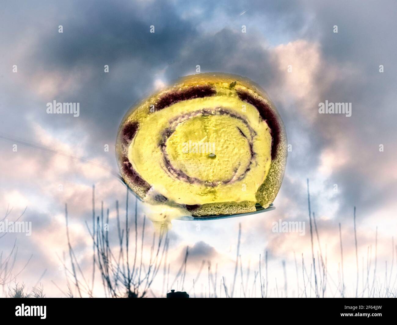 Arctic roll slice with skycape background Stock Photo - Alamy