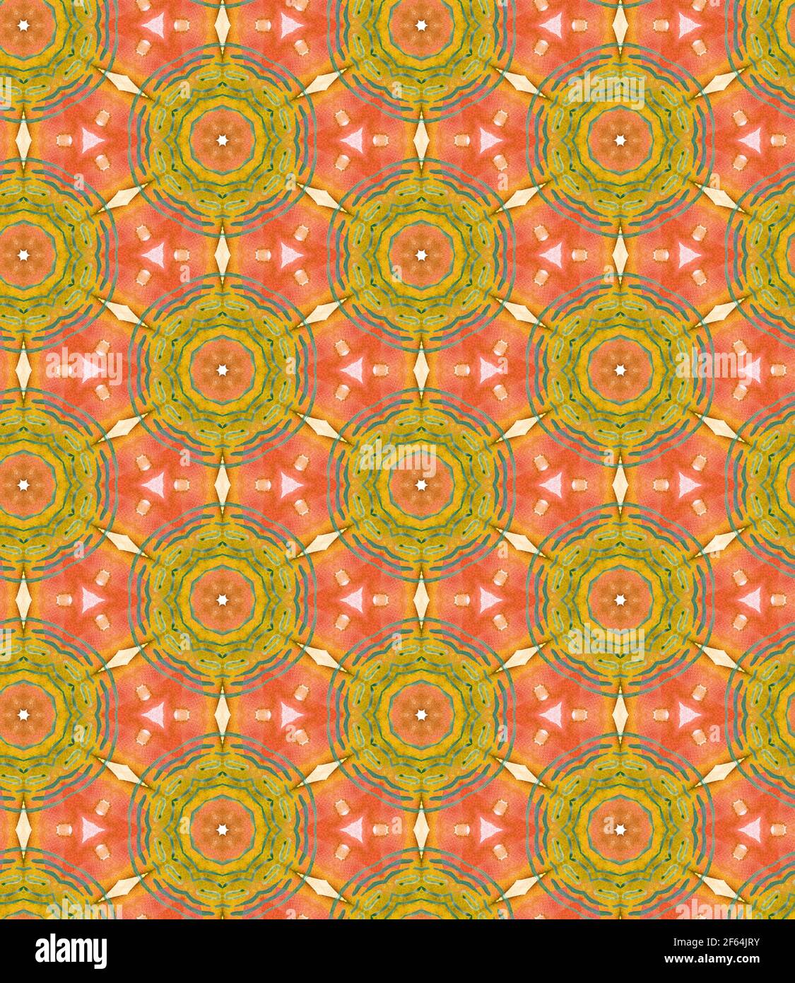 Watercolor multicolored geometric repeat pattern. Red, yellow and green ...