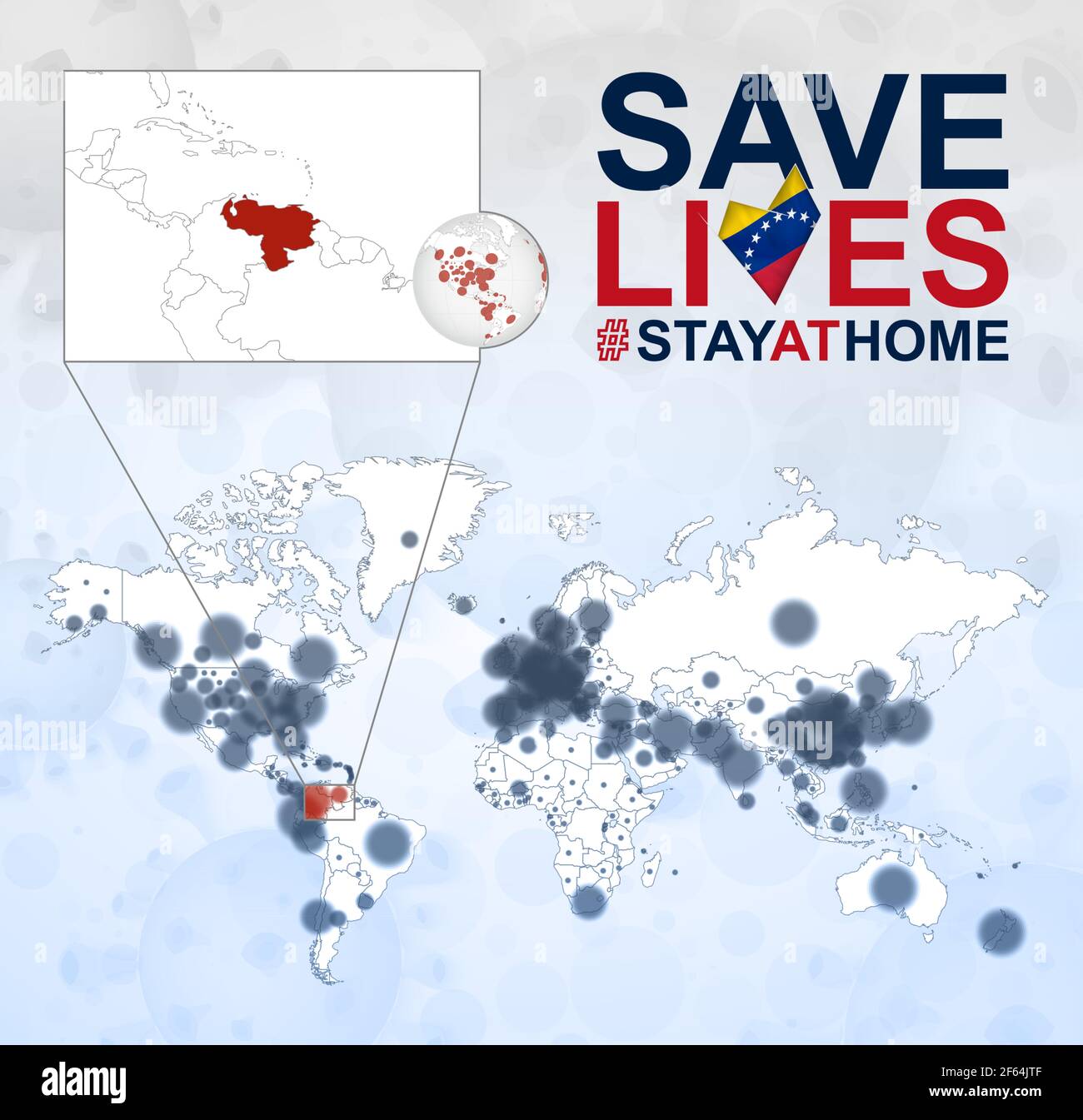 World Map with cases of Coronavirus focus on Venezuela, COVID-19 ...