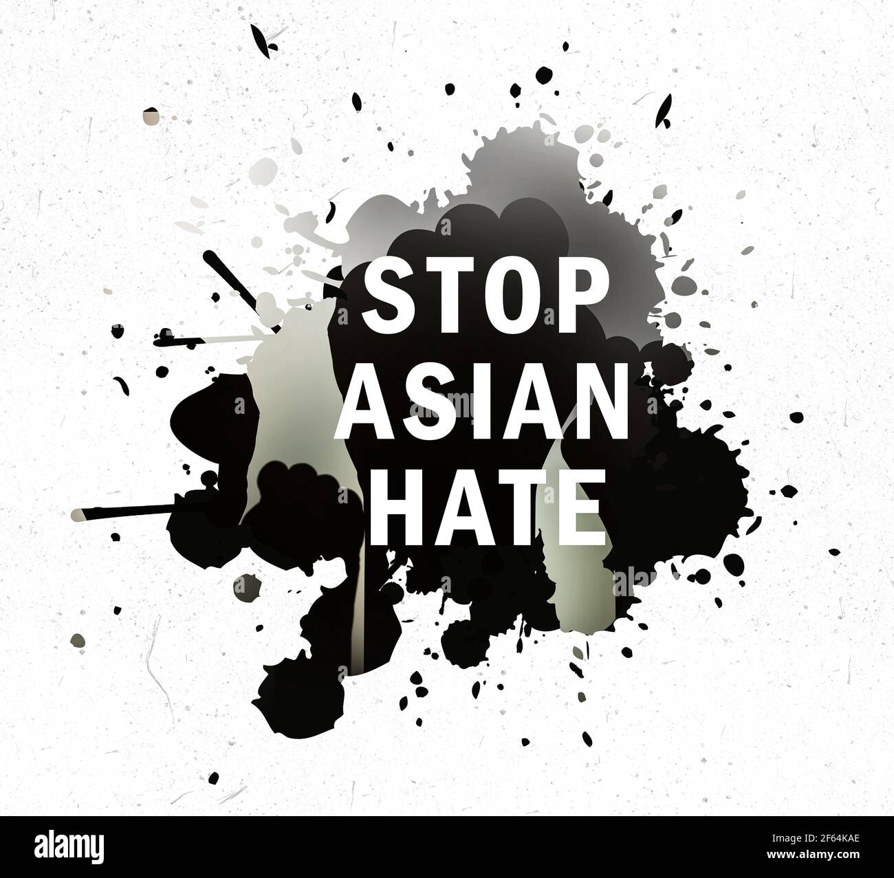 Stop Asian Hate paint splash backdrop with hands sign. Modern Asian ...