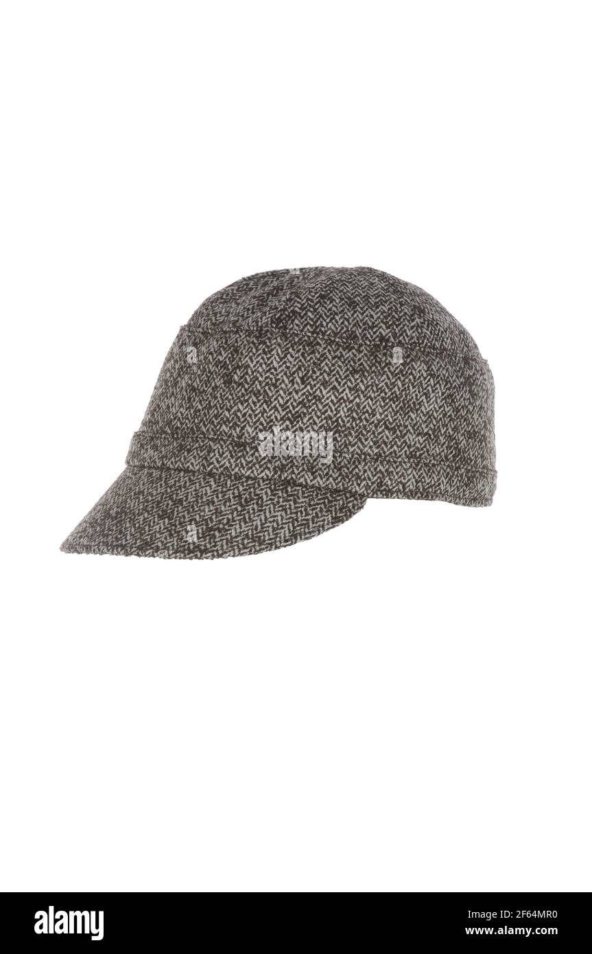 Knitted winter cap on white background. Studio shoot Stock Photo - Alamy