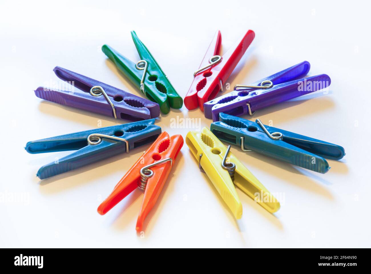 Color clothes-peg isolated on white background Stock Photo - Alamy