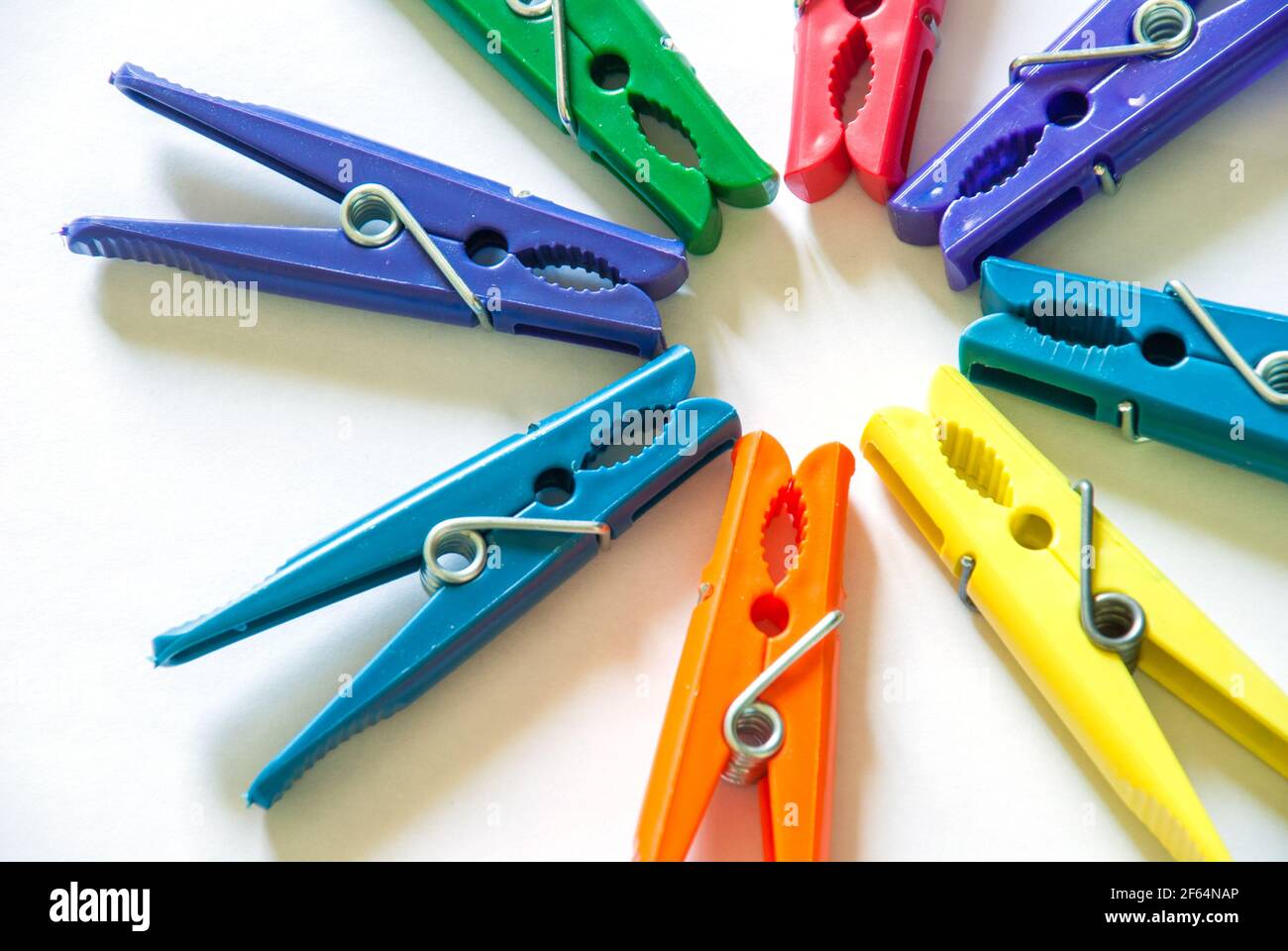 Color clothes-peg isolated on white background Stock Photo - Alamy