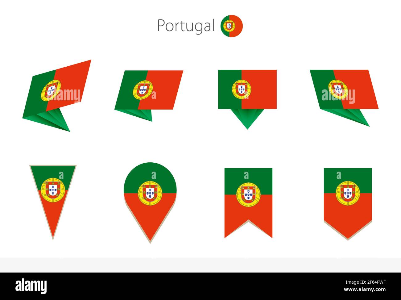 Portugal national flag collection, eight versions of Portugal vector ...