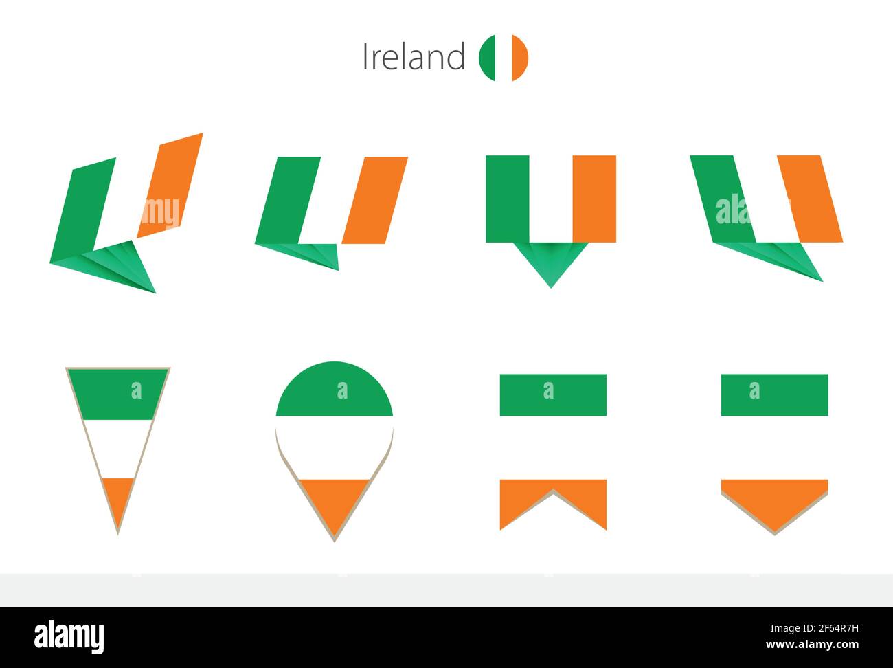 Ireland national flag collection, eight versions of Ireland vector ...