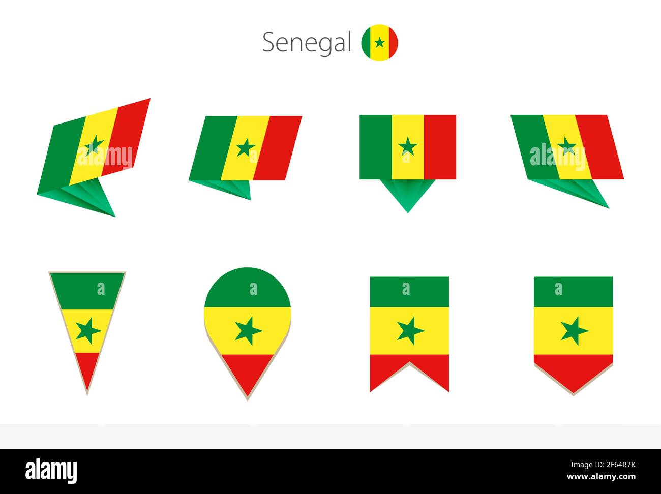Senegal National Flag Collection Eight Versions Of Senegal Vector
