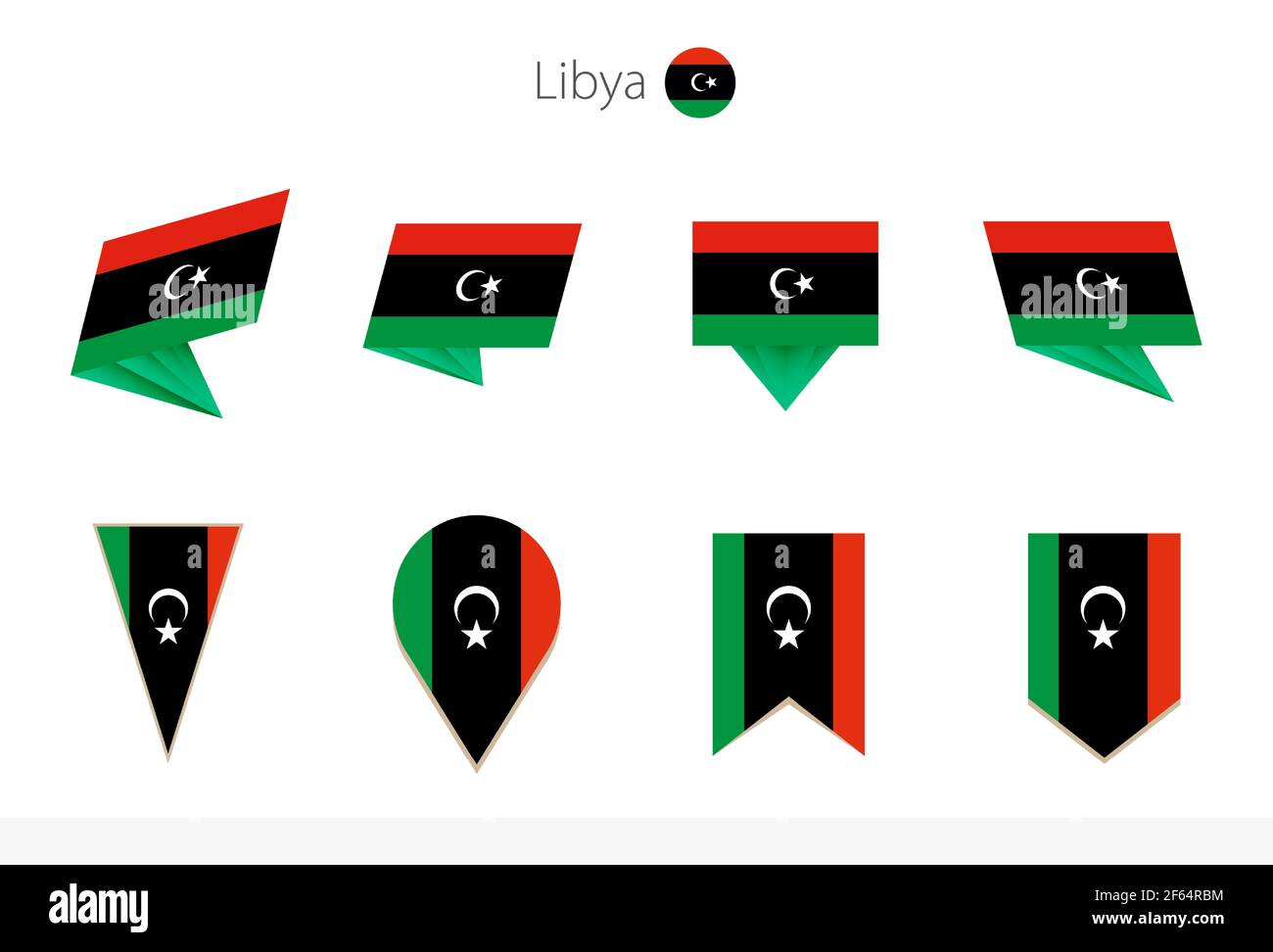 Libya national flag collection, eight versions of Libya vector flags ...