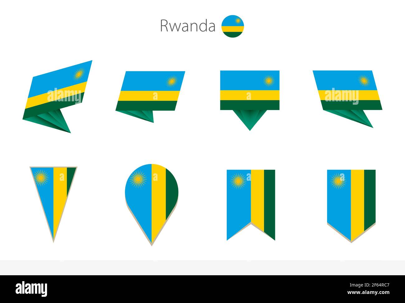 Rwanda National Flag Collection Eight Versions Of Rwanda Vector Flags