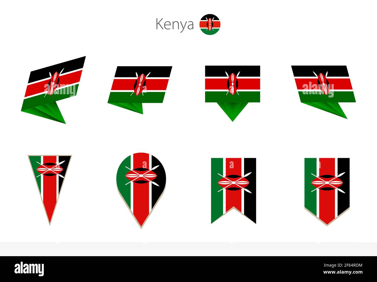 Kenya national flag collection, eight versions of Kenya vector flags ...