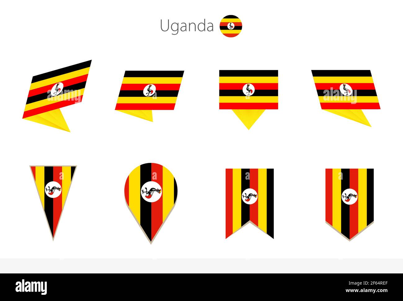 Uganda National Flag Collection Eight Versions Of Uganda Vector Flags
