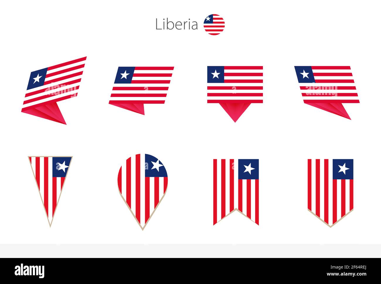 Liberia national flag collection, eight versions of Liberia vector ...