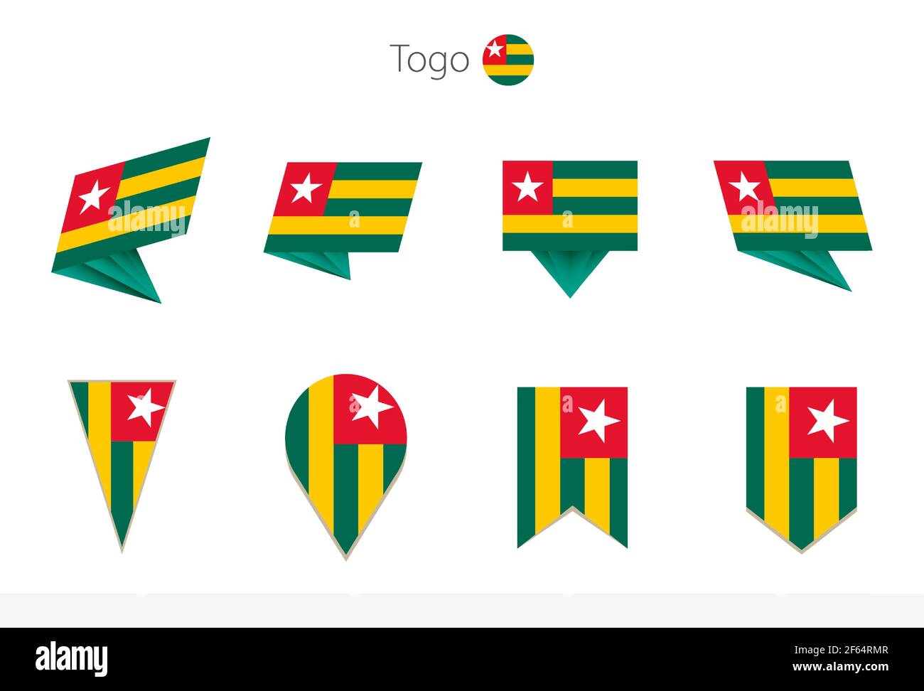 Togo national flag collection, eight versions of Togo vector flags ...