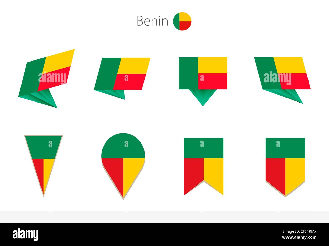 Benin national flag collection, eight versions of Benin vector flags ...