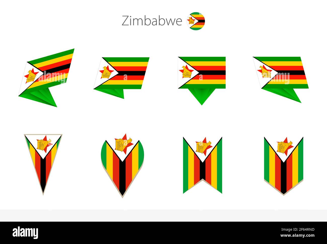 Zimbabwe National Flag Collection Eight Versions Of Zimbabwe Vector