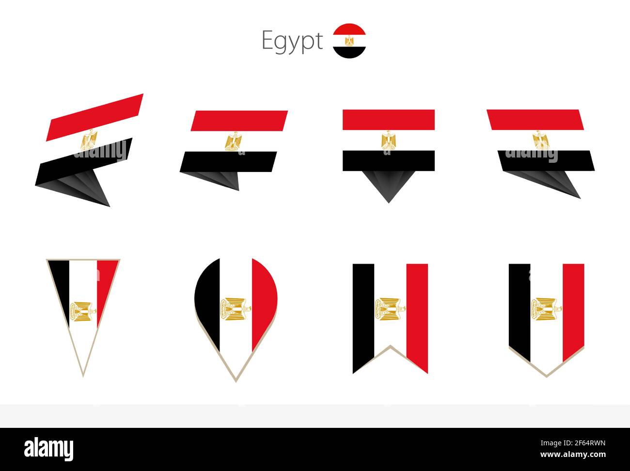 Egypt national flag collection, eight versions of Egypt vector flags ...