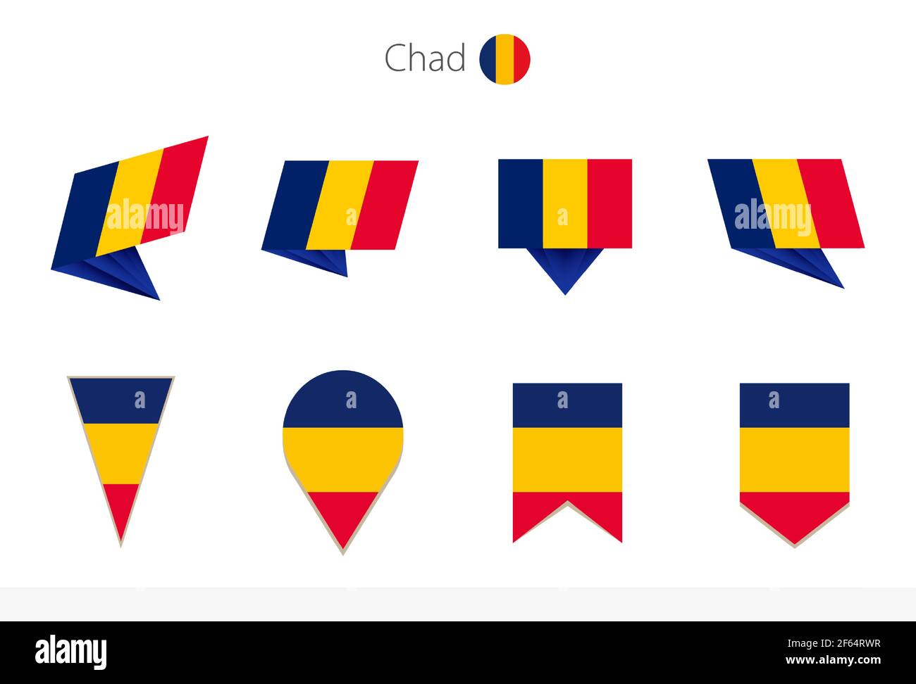 Chad national flag collection, eight versions of Chad vector flags ...