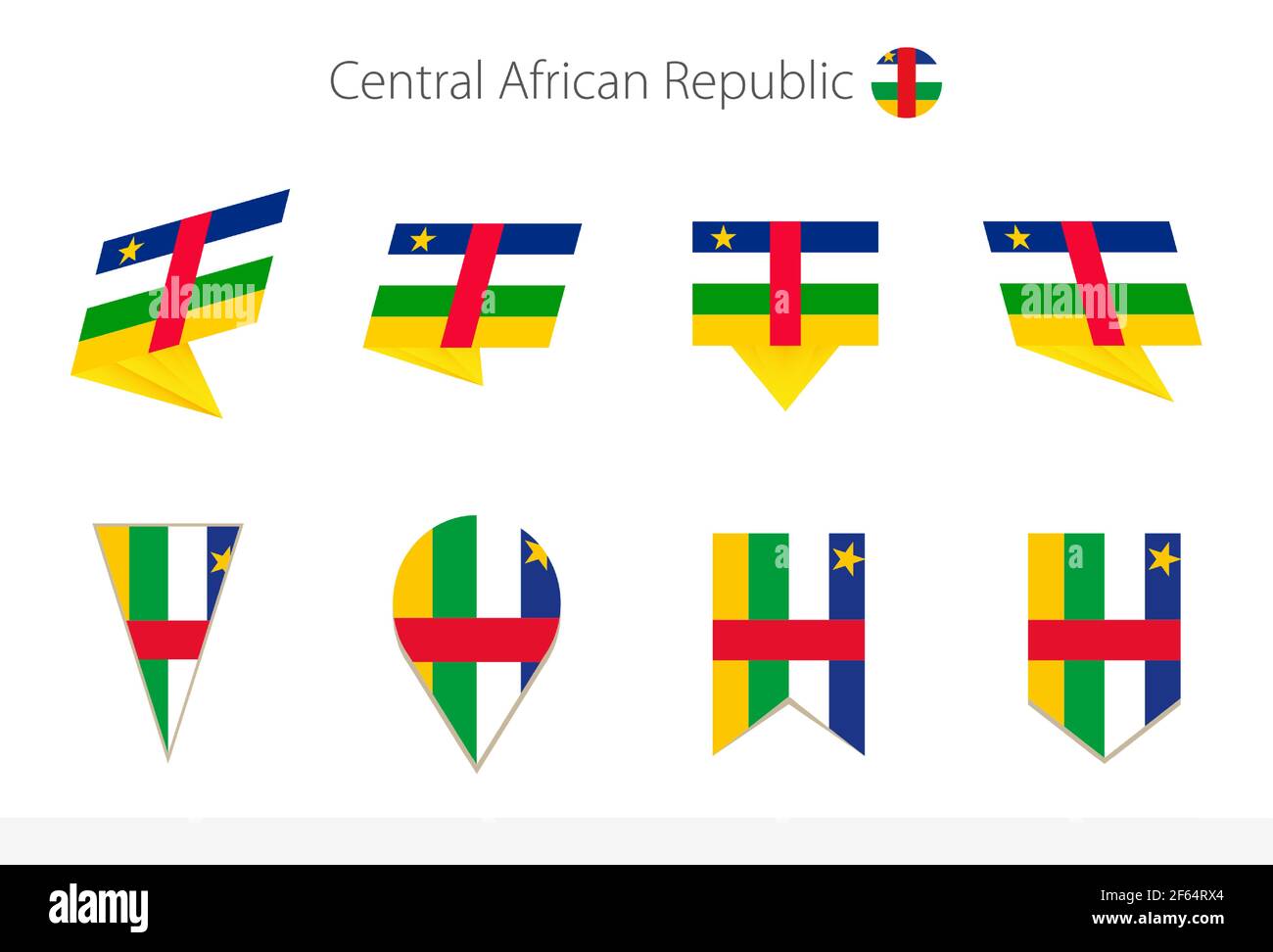 Central African Republic National Flag Collection Eight Versions Of