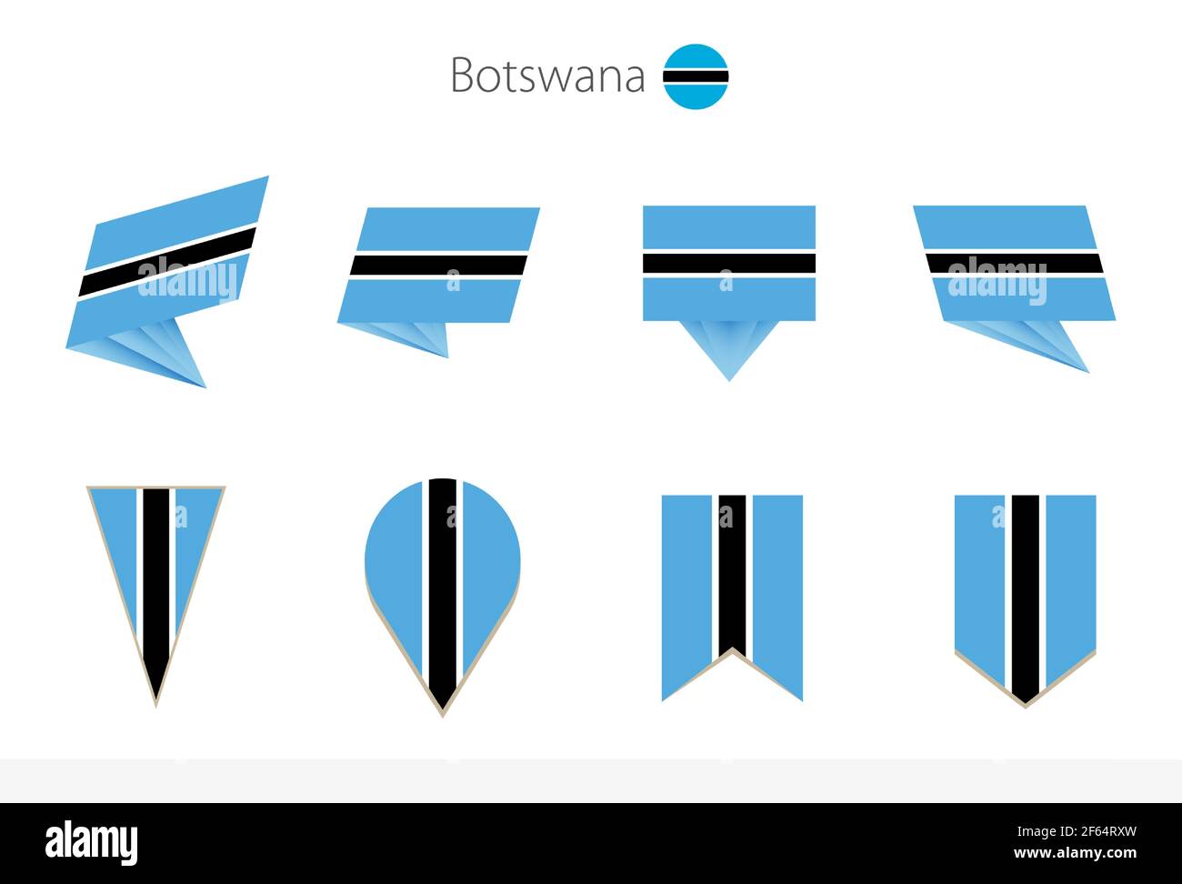 Botswana national flag collection, eight versions of Botswana vector ...