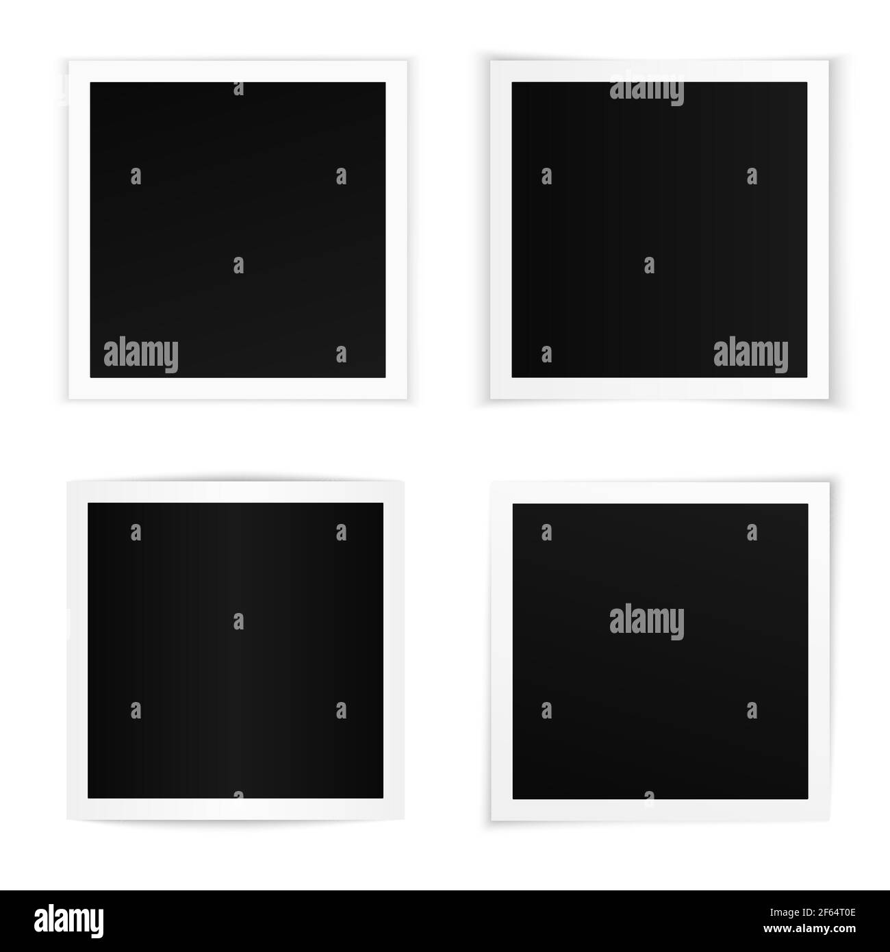 Vector set of curved square photo frames with various soft shadows ...