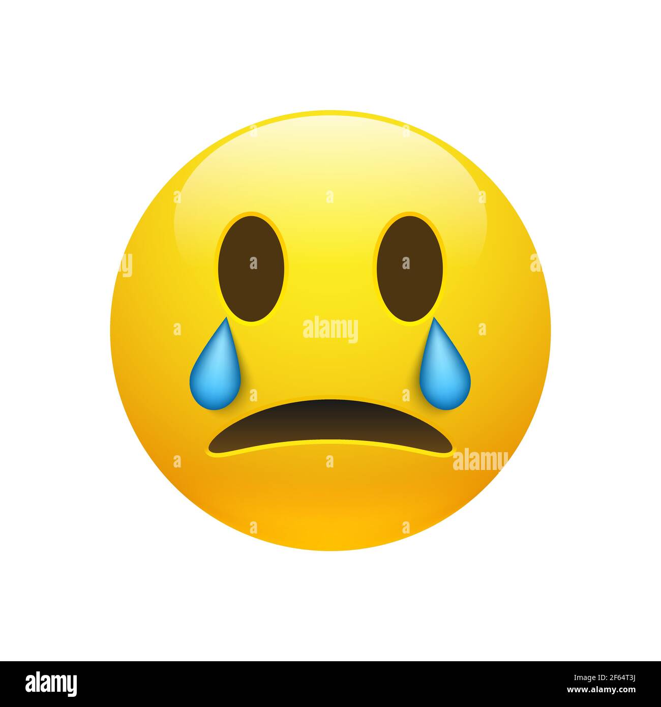 Vector yellow crying emoticon with opened eyes and mouth on white ...