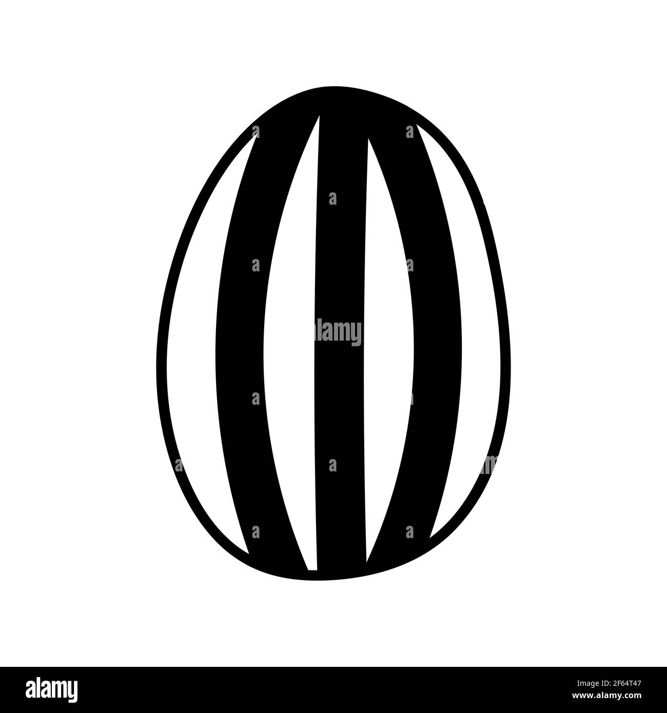 One easter egg with black thick lines ornament on white background ...