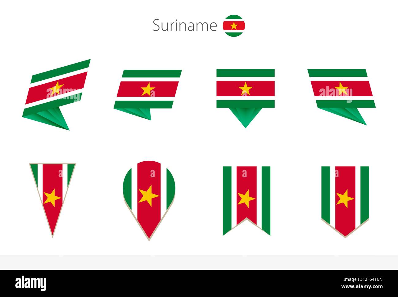 Suriname national flag collection, eight versions of Suriname vector flags. Vector illustration ...