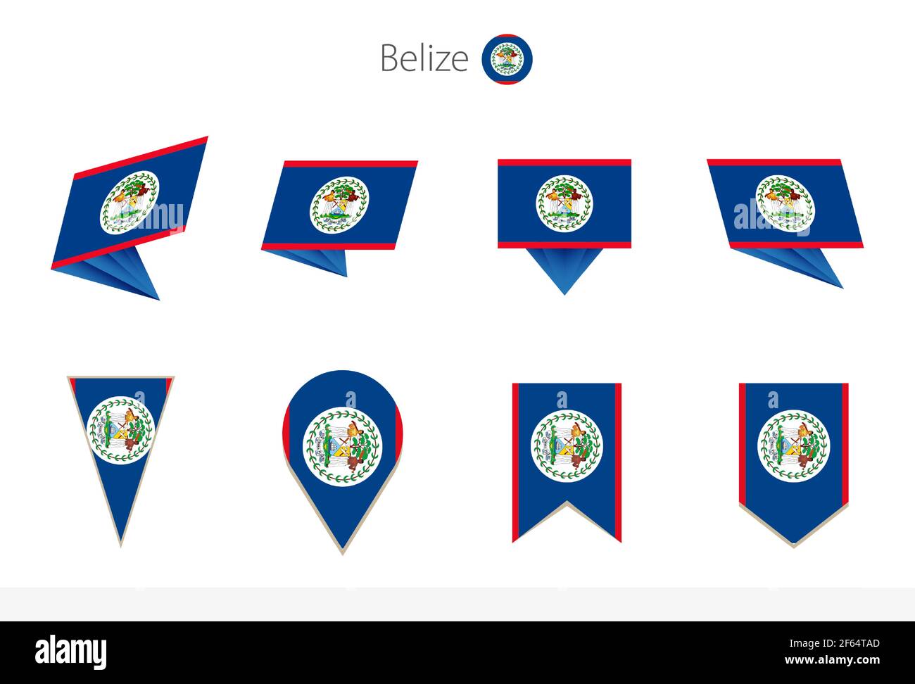 Belize national flag collection, eight versions of Belize vector flags ...