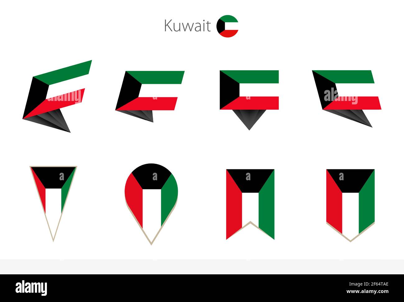 Kuwait national flag collection, eight versions of Kuwait vector flags ...
