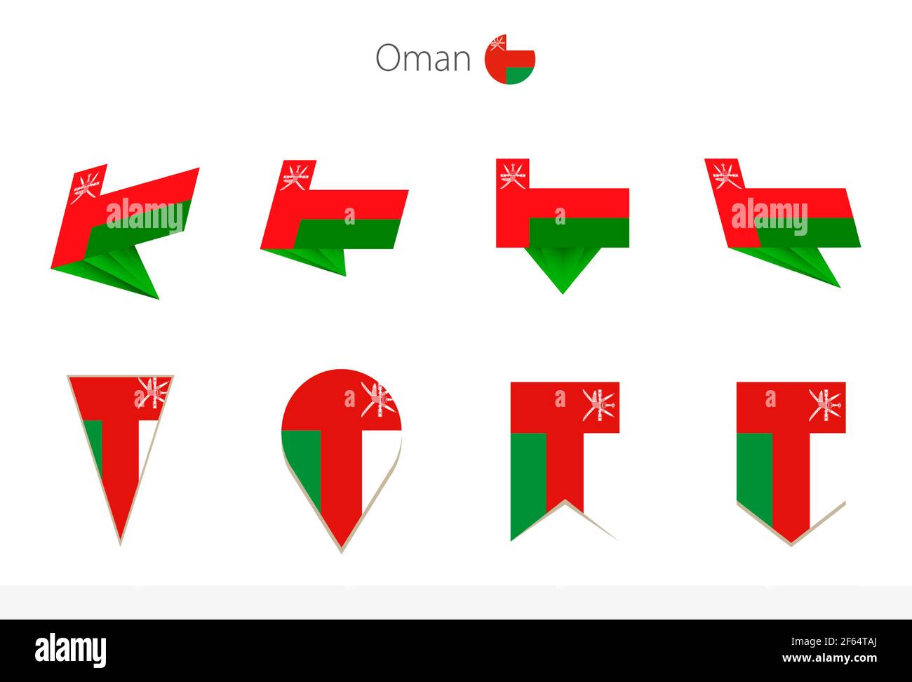 Oman national flag collection, eight versions of Oman vector flags ...