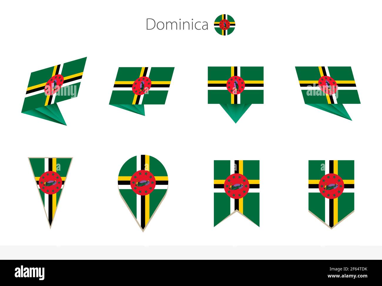 Dominica national flag collection, eight versions of Dominica vector ...