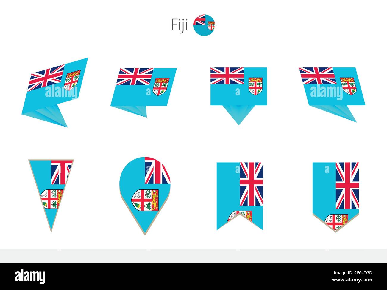 Fiji national flag collection, eight versions of Fiji vector flags ...