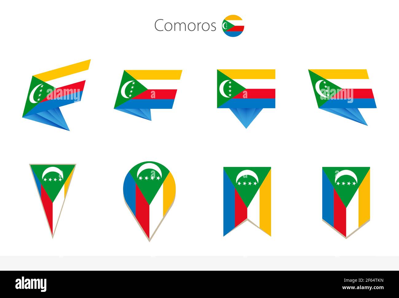 Comoros national flag collection, eight versions of Comoros vector ...