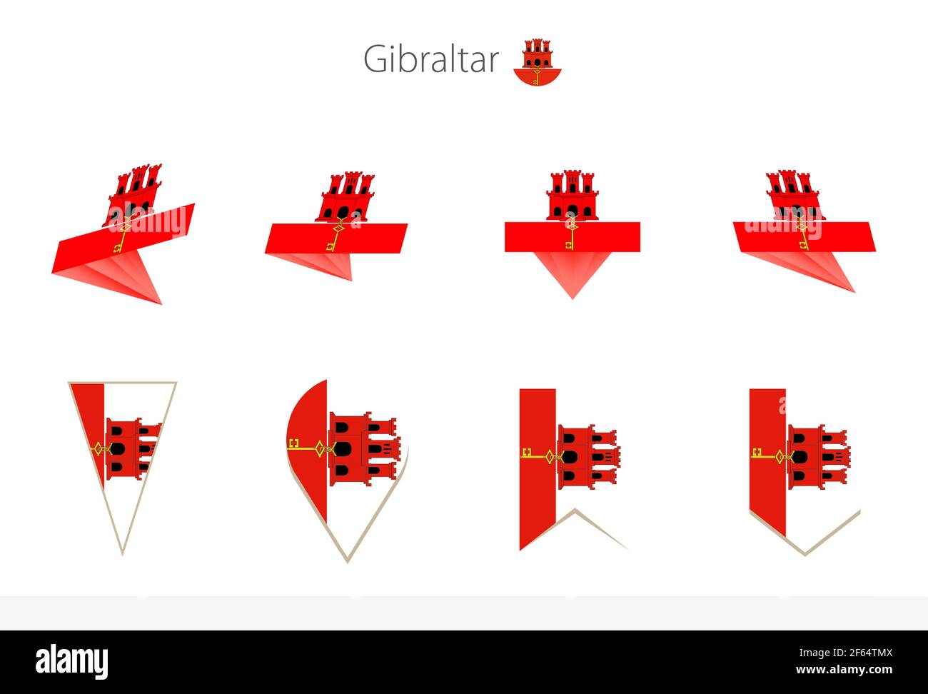 Gibraltar national flag collection, eight versions of Gibraltar vector ...