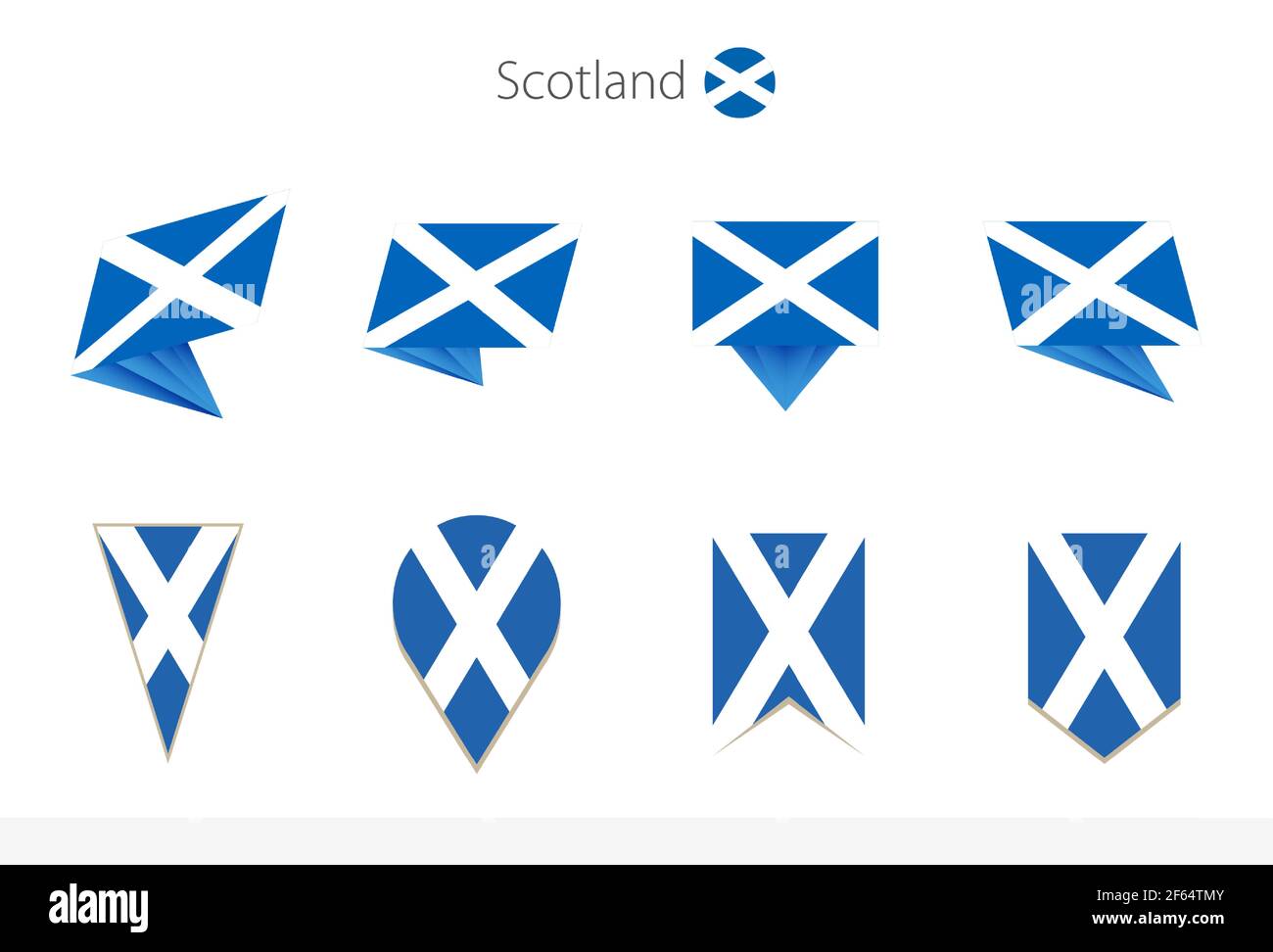 Scotland national flag collection, eight versions of Scotland vector ...