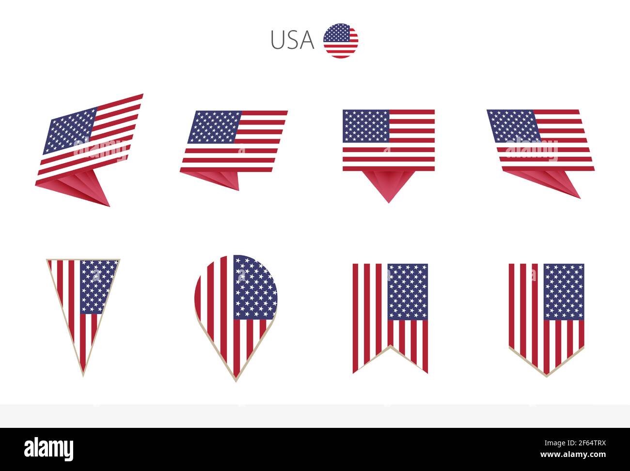 USA national flag collection, eight versions of United States vector ...